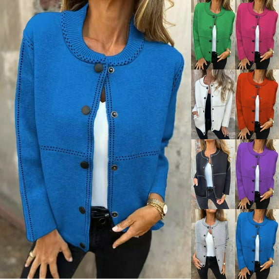 DUMUIELD Women's Cardigan Sweater 2025 Fall Long Sleeve Button Knitted ...