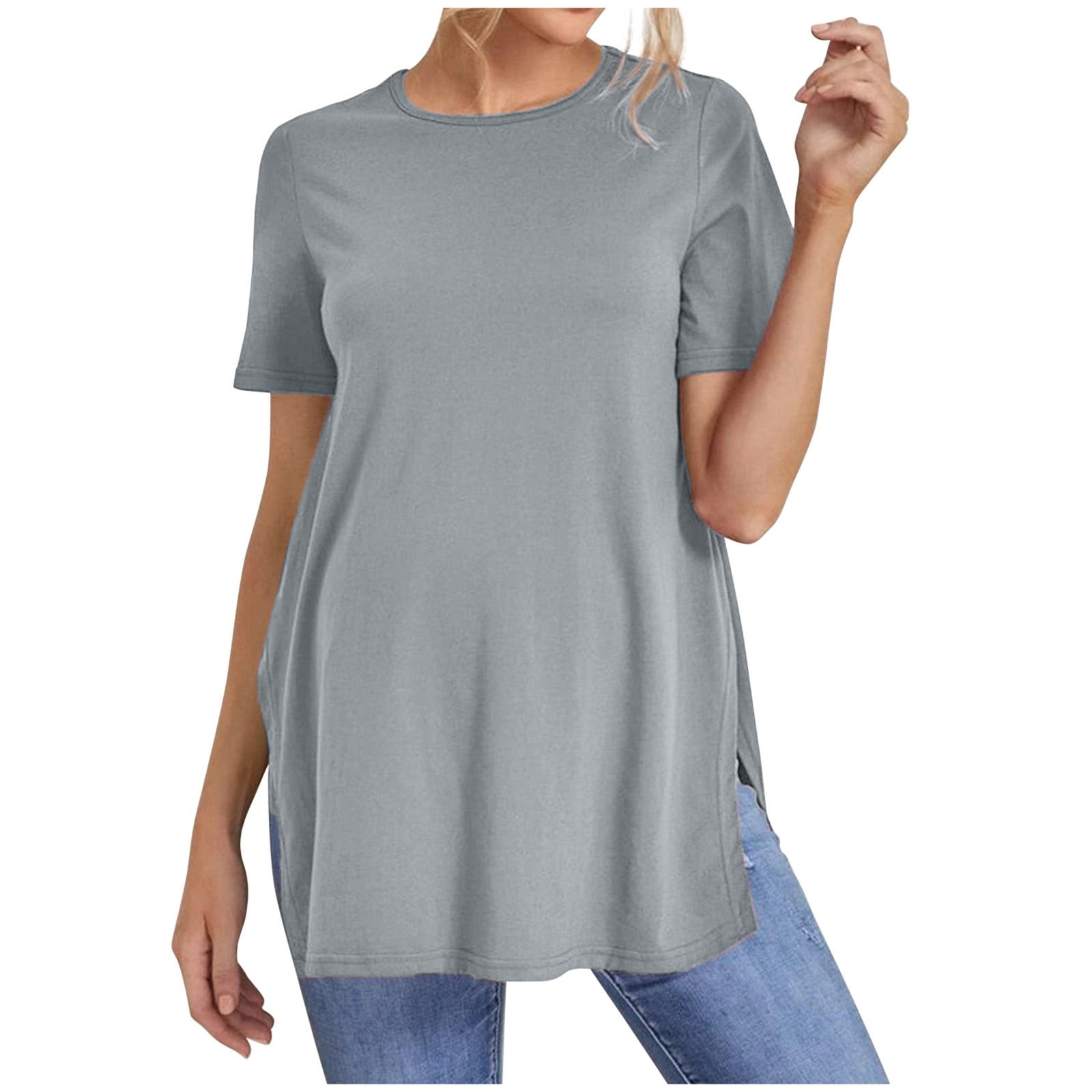 DUMUIELD Women's Maternity Shirts Loose Fit Short Sleeve Pregnancy Tops ...
