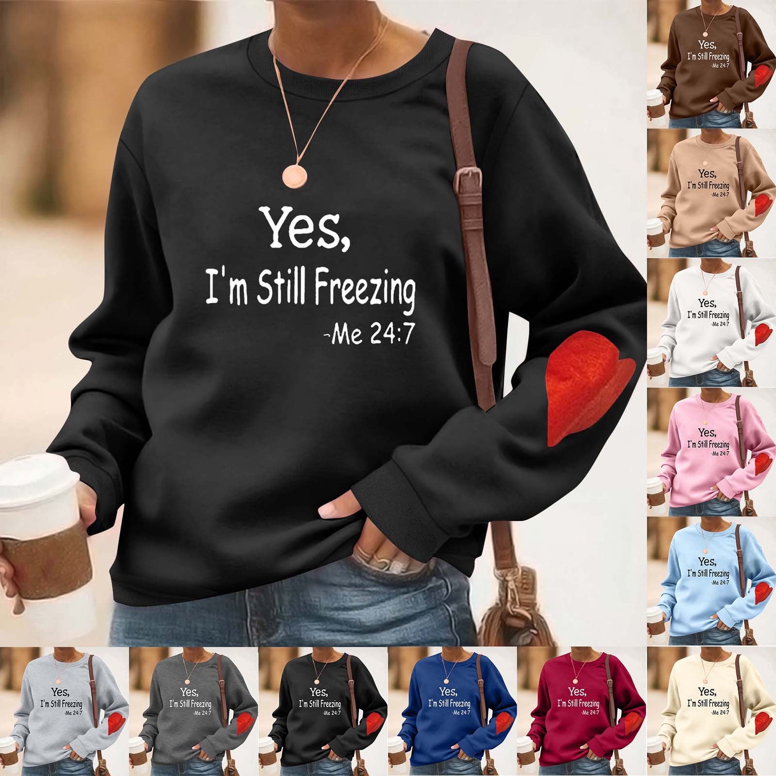DUMUIELD Yes,I'm Still Freezing Women Crewneck Sweatshirts Long Sleeve ...