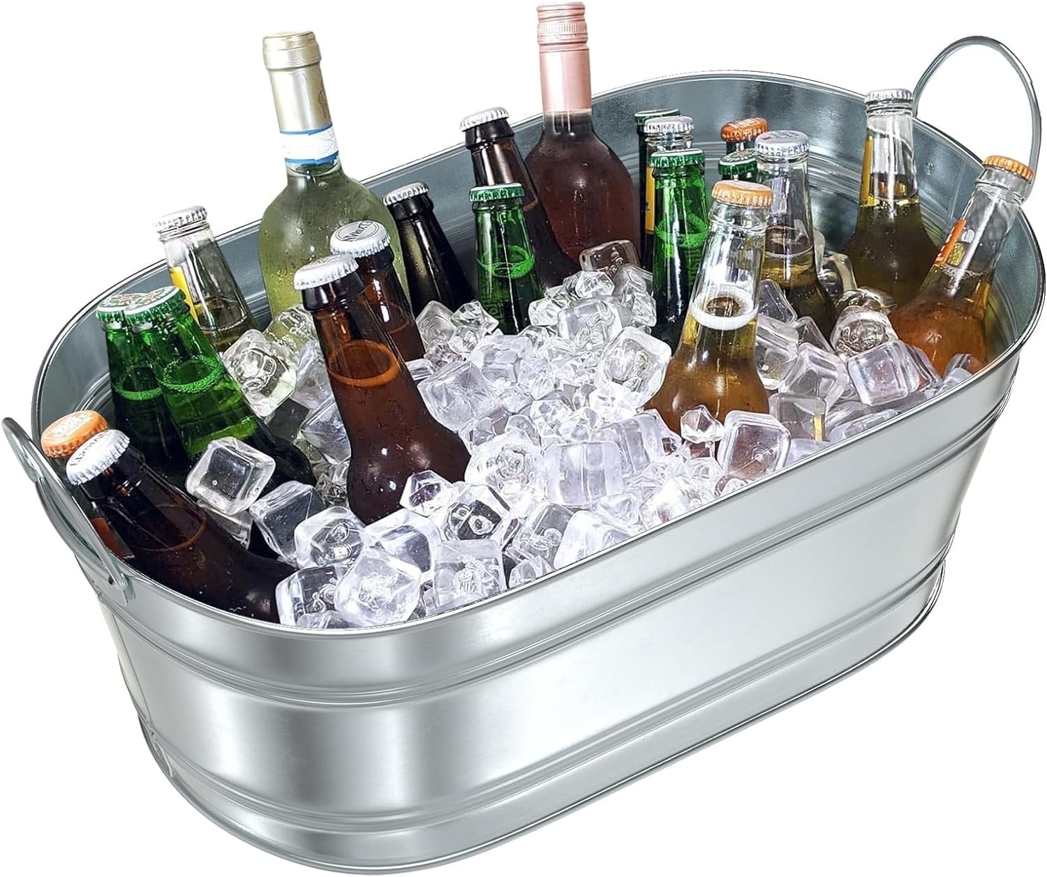 DUNCHATY 1 Pcs Insulated Galvanized Metal Ice Bucket with Handles, 6.2 ...