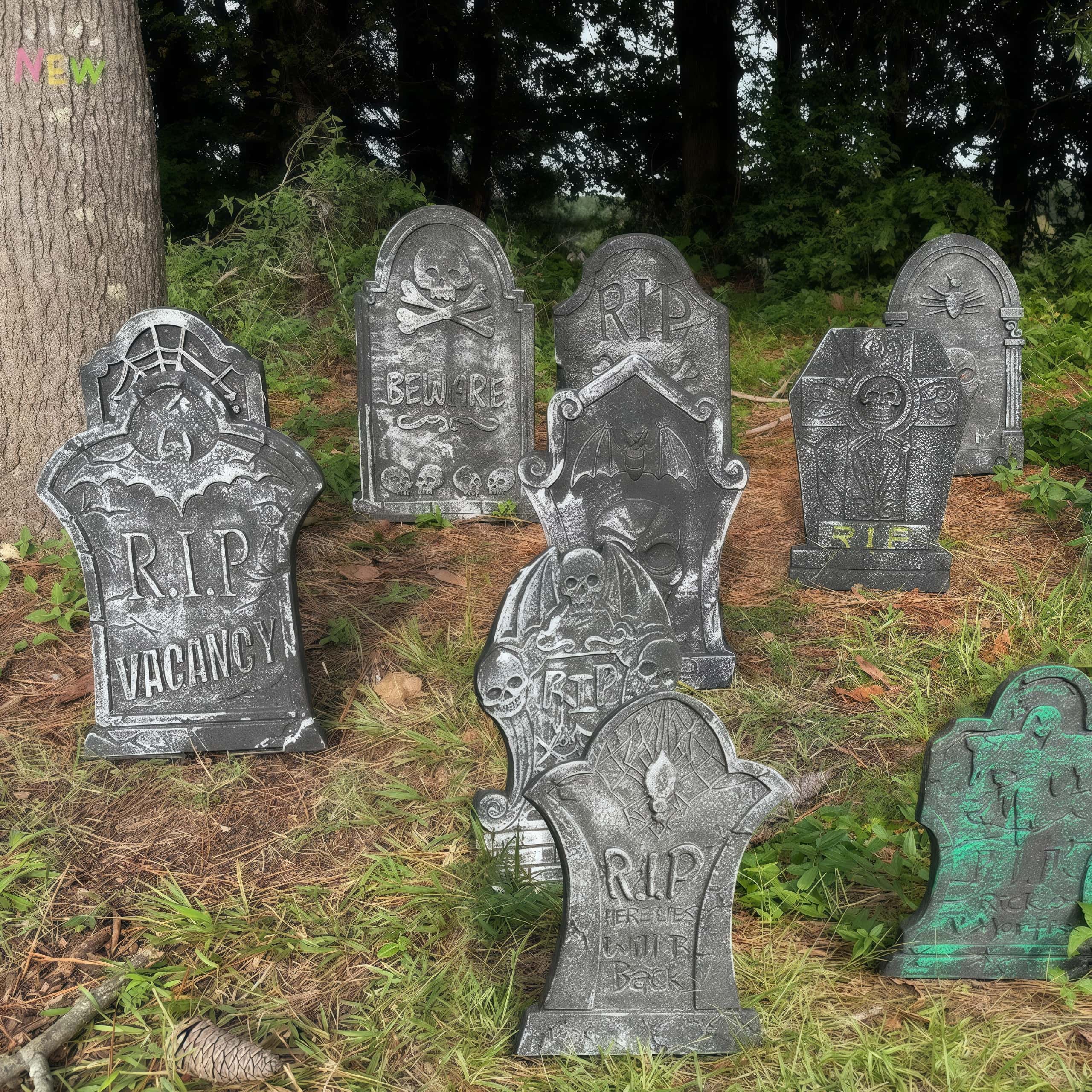 DUNCHATY 10-Pack Jumbo Tombstone Bundle, Giant Foam Grave Markers ...