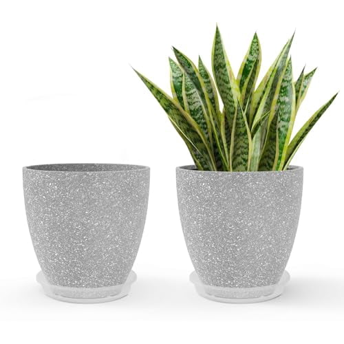 DUNCHATY 12 Inch Round Planter, Indoor Outdoor Large Plant Pot Flower ...