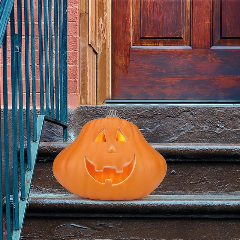 DUNCHATY 14" Jumbo Glowing Smile Pumpkin, Halloween LED Light-Up Decor ...