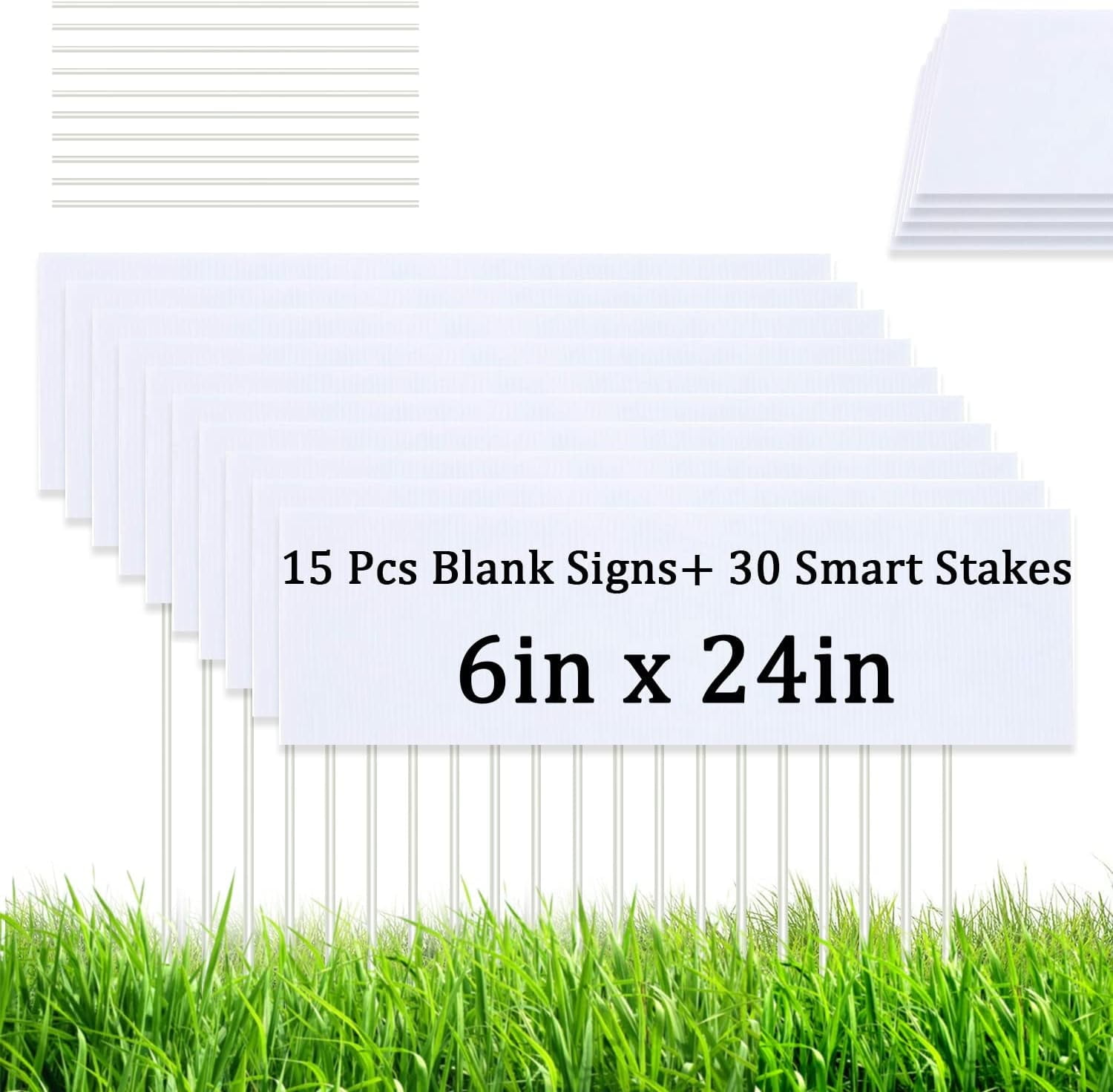 DUNCHATY 15 Pack Blank Yard Signs with Stakes, 6x24 Inch Customizable ...