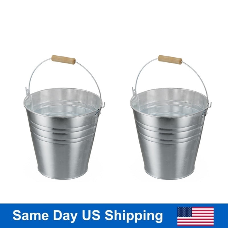 Active Mind Ltd 2 PC 4 Gal Galvanized Party Bucket, Rust-Proof Beverage ...