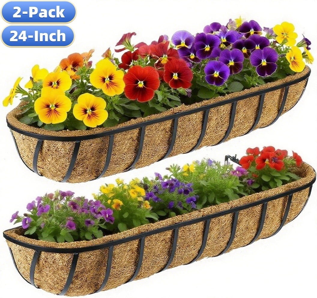 DUNCHATY 2-Pack 24" Heavy-Duty Railing Planters, Stackable Window Box ...