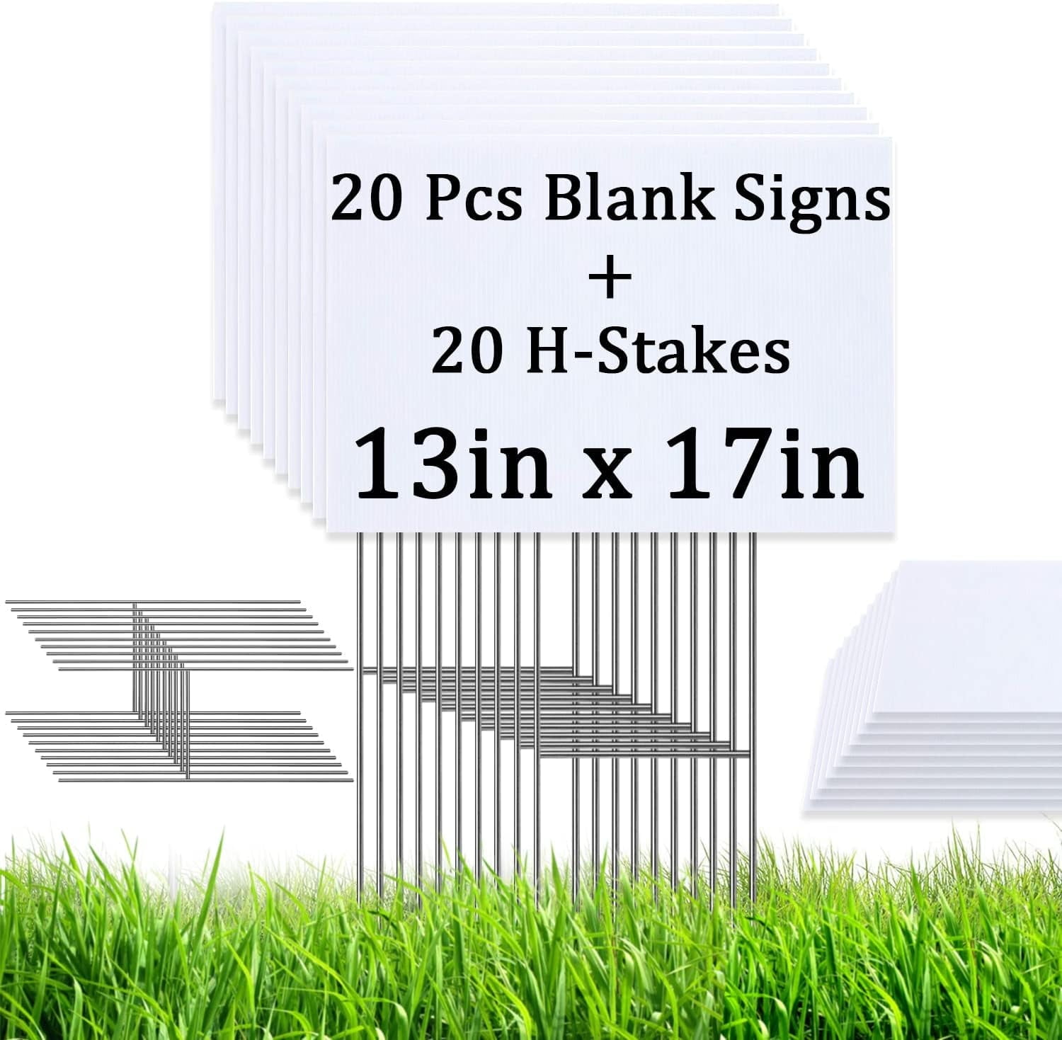 DUNCHATY 20 Pack Blank Yard Signs with H Metal Stakes, 13x17 Inch ...