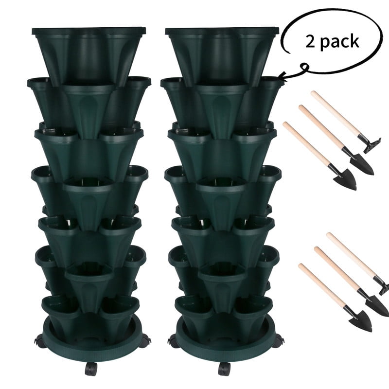 DUNCHATY 2PC 7-Tier Stackable Vertical Garden Planter for Strawberries ...