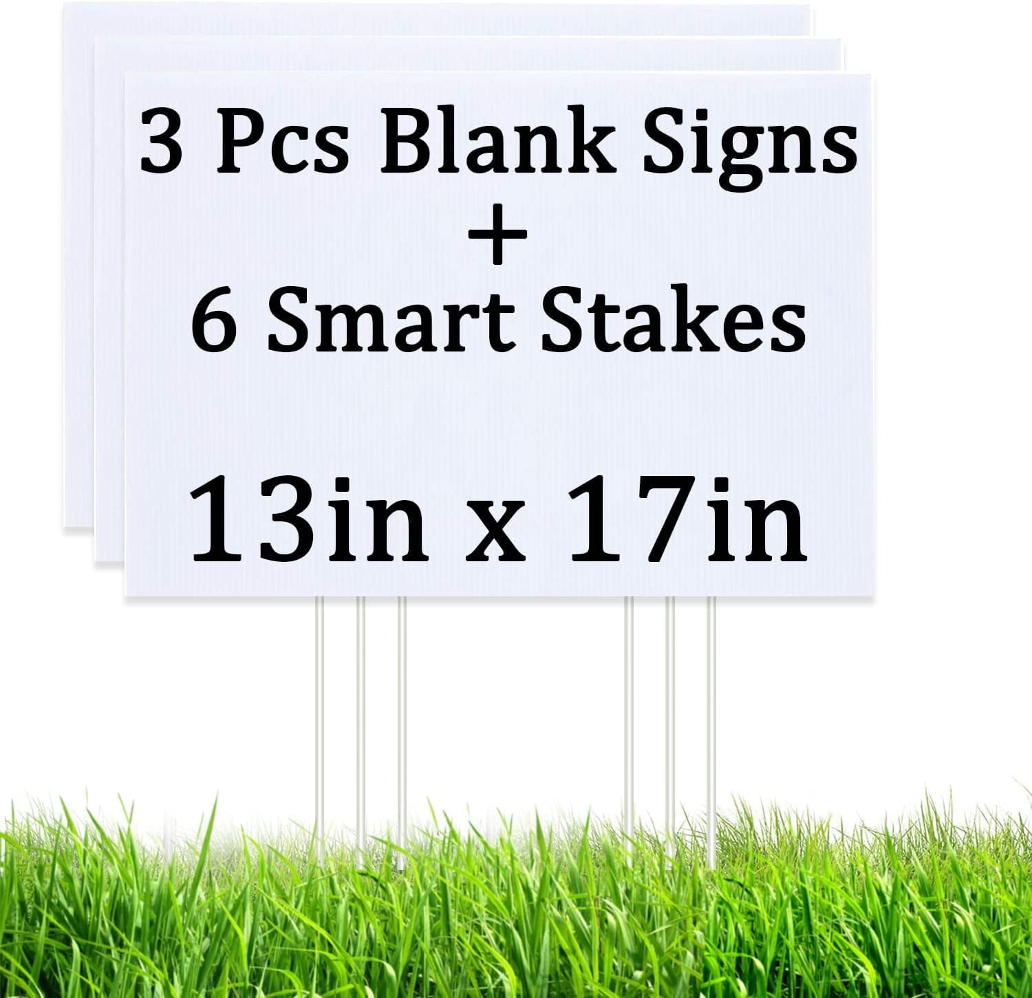 DUNCHATY 3 Pack Blank Yard Signs with Stakes, 13x17 Inch Customizable ...