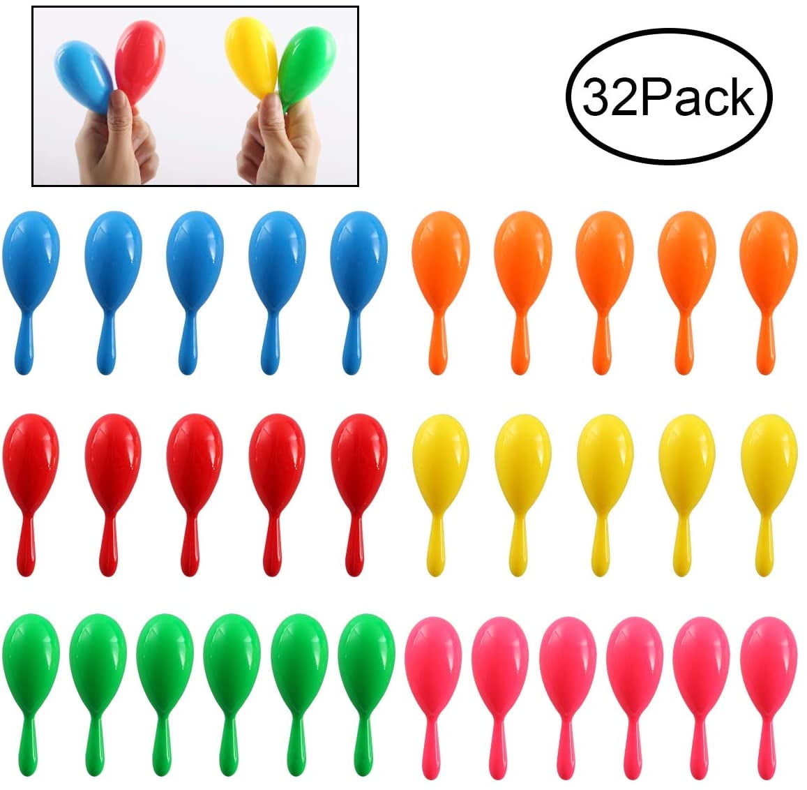 DUNCHATY 32pcs 4" Mini Maracas for Kids Mexican Fiesta Party Favors ...