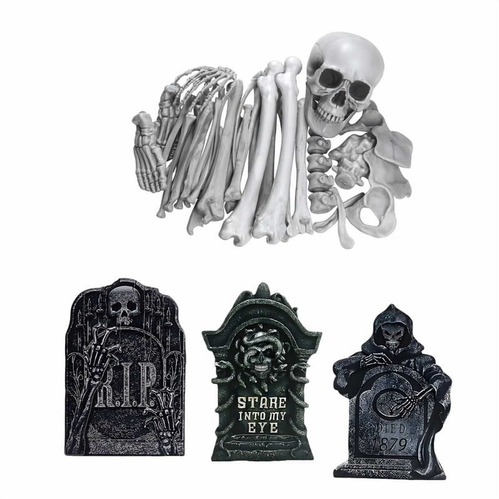 DUNCHATY 35Pcs Skeleton Bones Kit + RIP Tombstones, Instant Graveyard ...