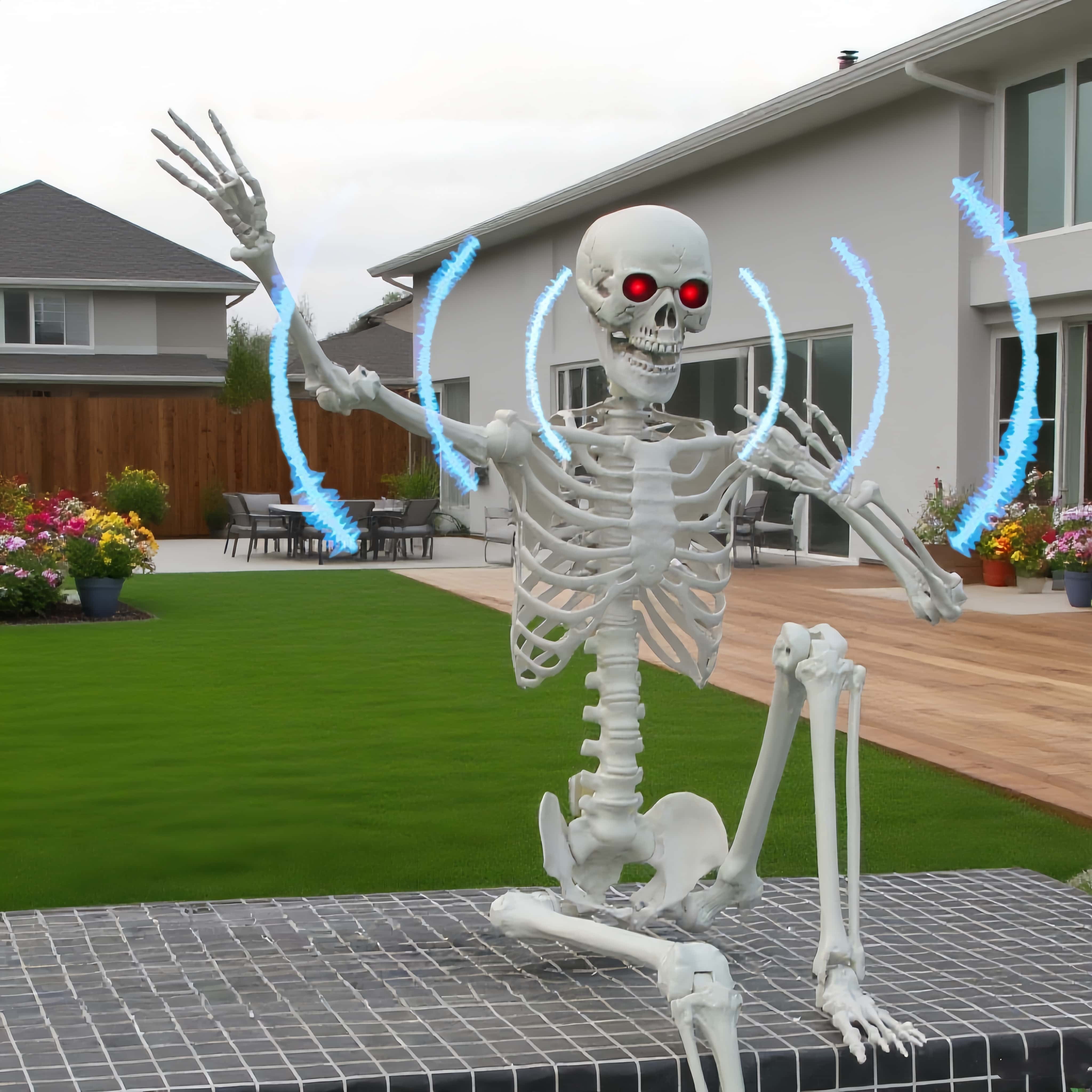 DUNCHATY 5.5FT Halloween Skeleton with LED, Life-Size Poseable Human ...