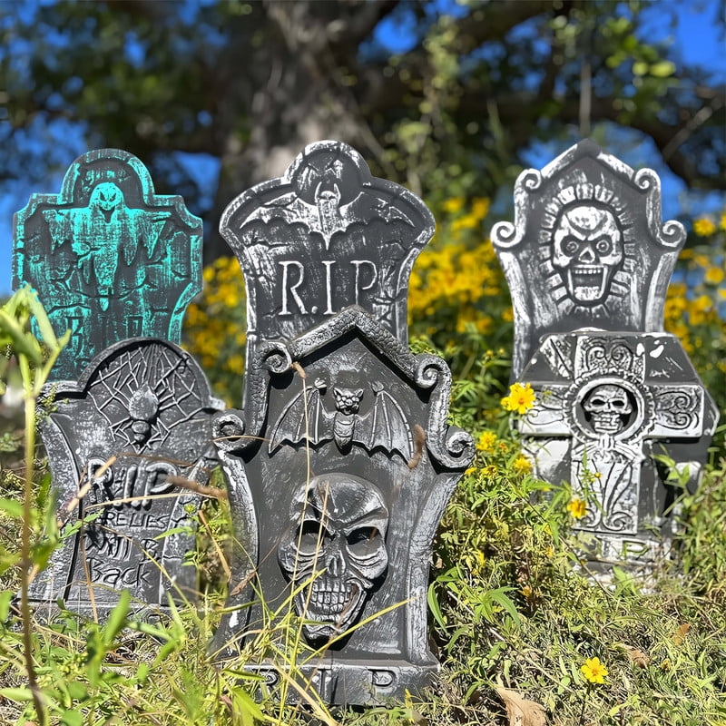 DUNCHATY 6-Pack Foam Tombstones 12x17in, Lightweight Graveyard Set ...