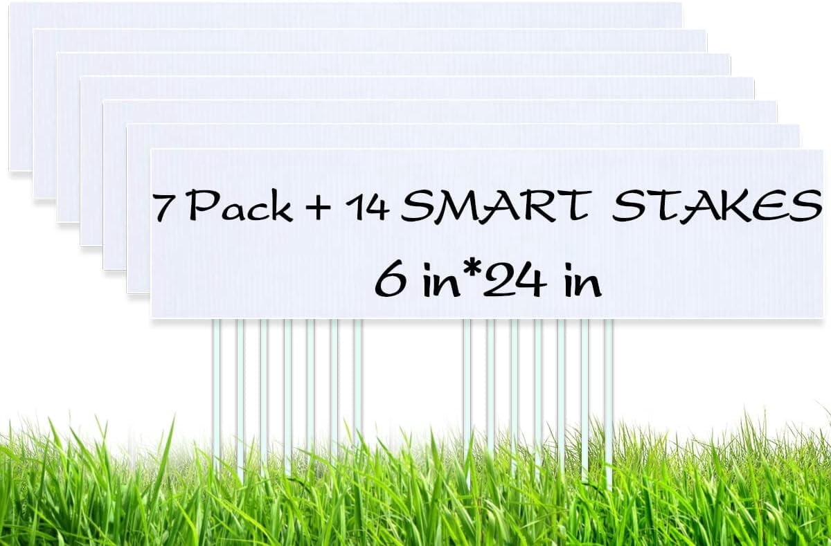 DUNCHATY 7 Pack Blank Yard Signs with Stakes, 6x24 Inch Customizable ...