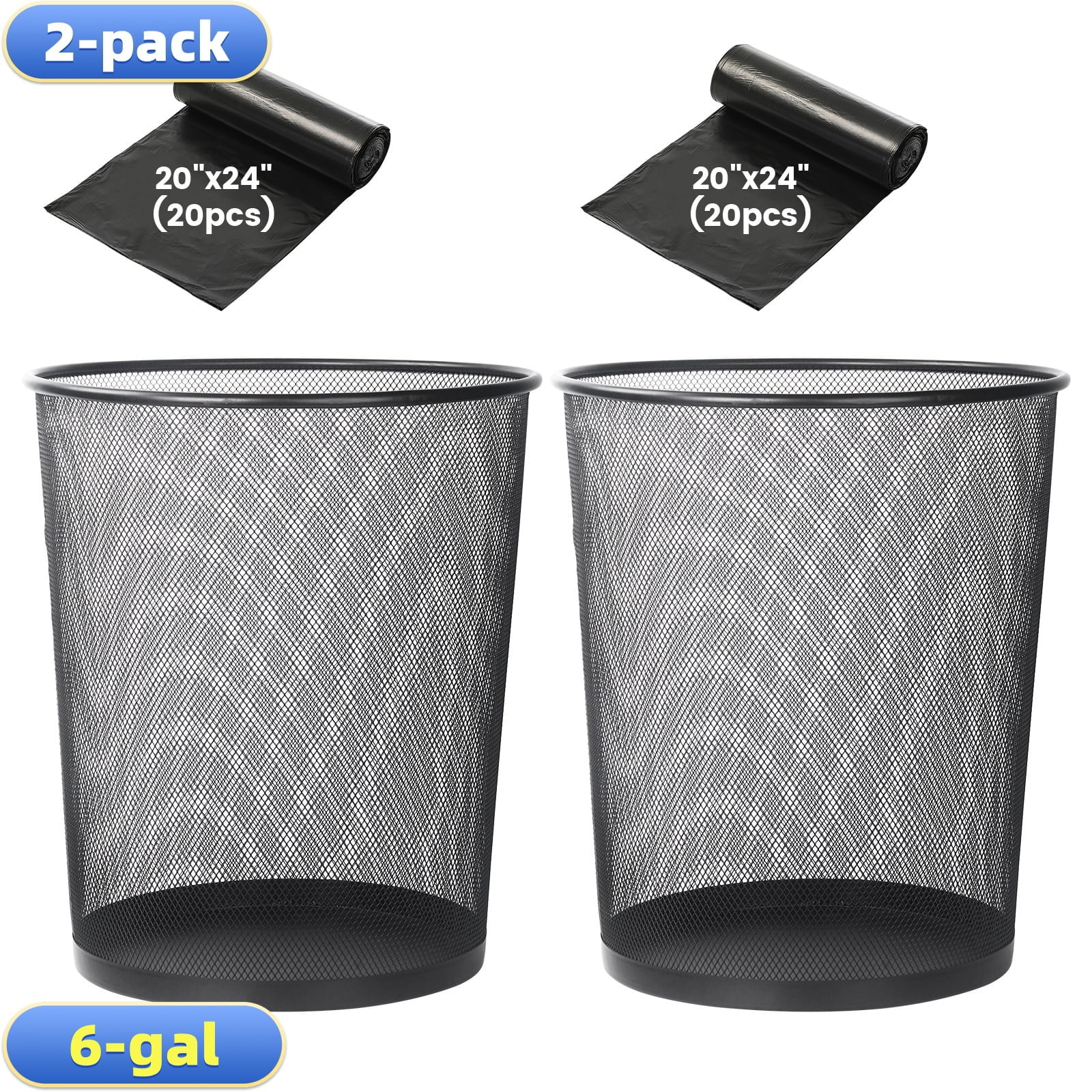 DUNCHATY Circular Mesh Waste Paper Bin, Metal Wire Mesh Bin 2 Pc with ...