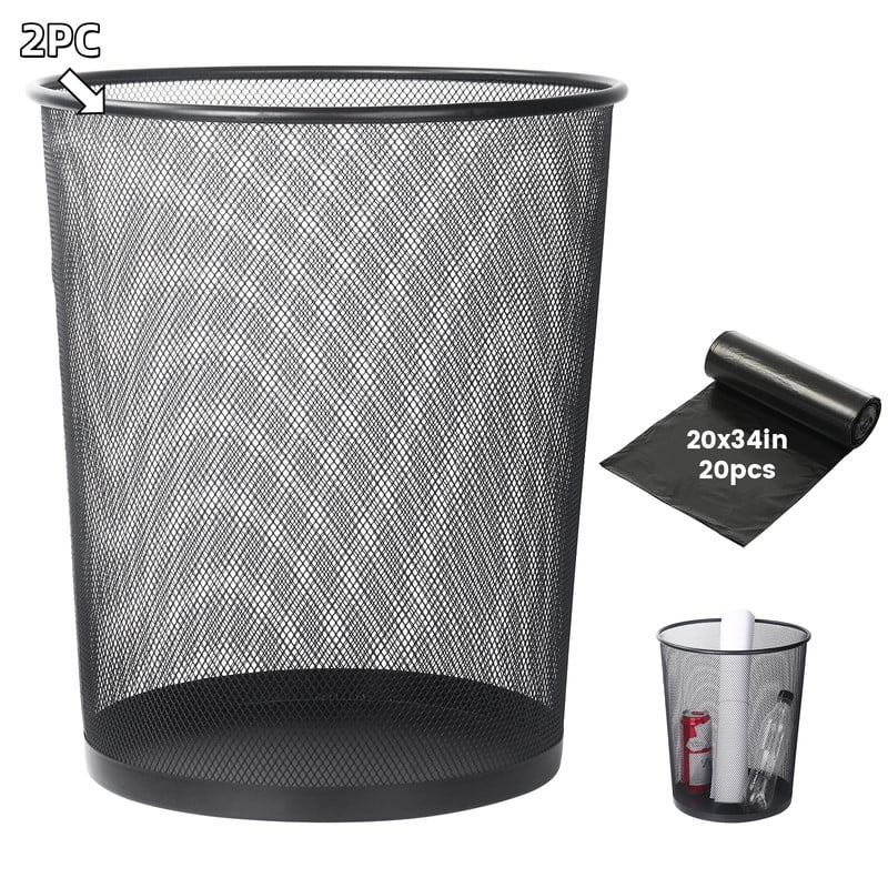 DUNCHATY Circular Mesh Waste Paper Bin, Metal Wire Mesh Bin 2 Pc with ...