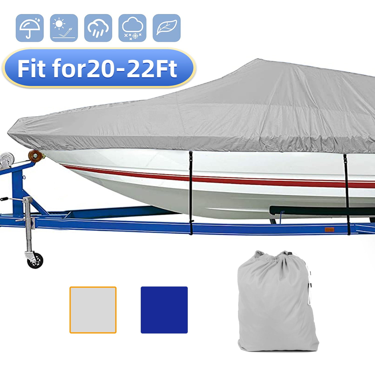 DUNCHATY Classic Accessories Heavy-Duty Boat Cover 13-24FT, Boat ...