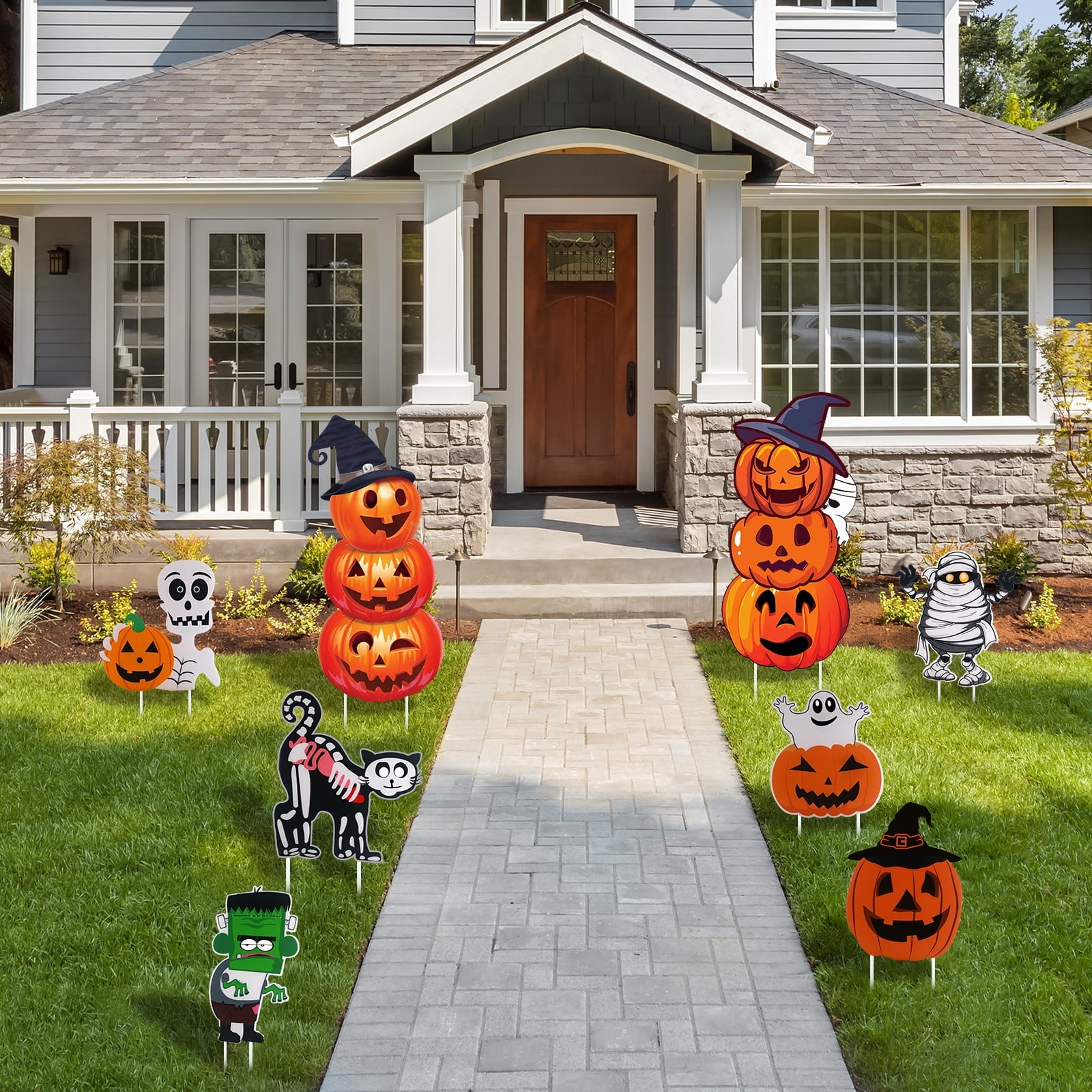 DUNCHATY Halloween Outdoor Decorations 8Pcs Yard Stake Signs Spooky ...