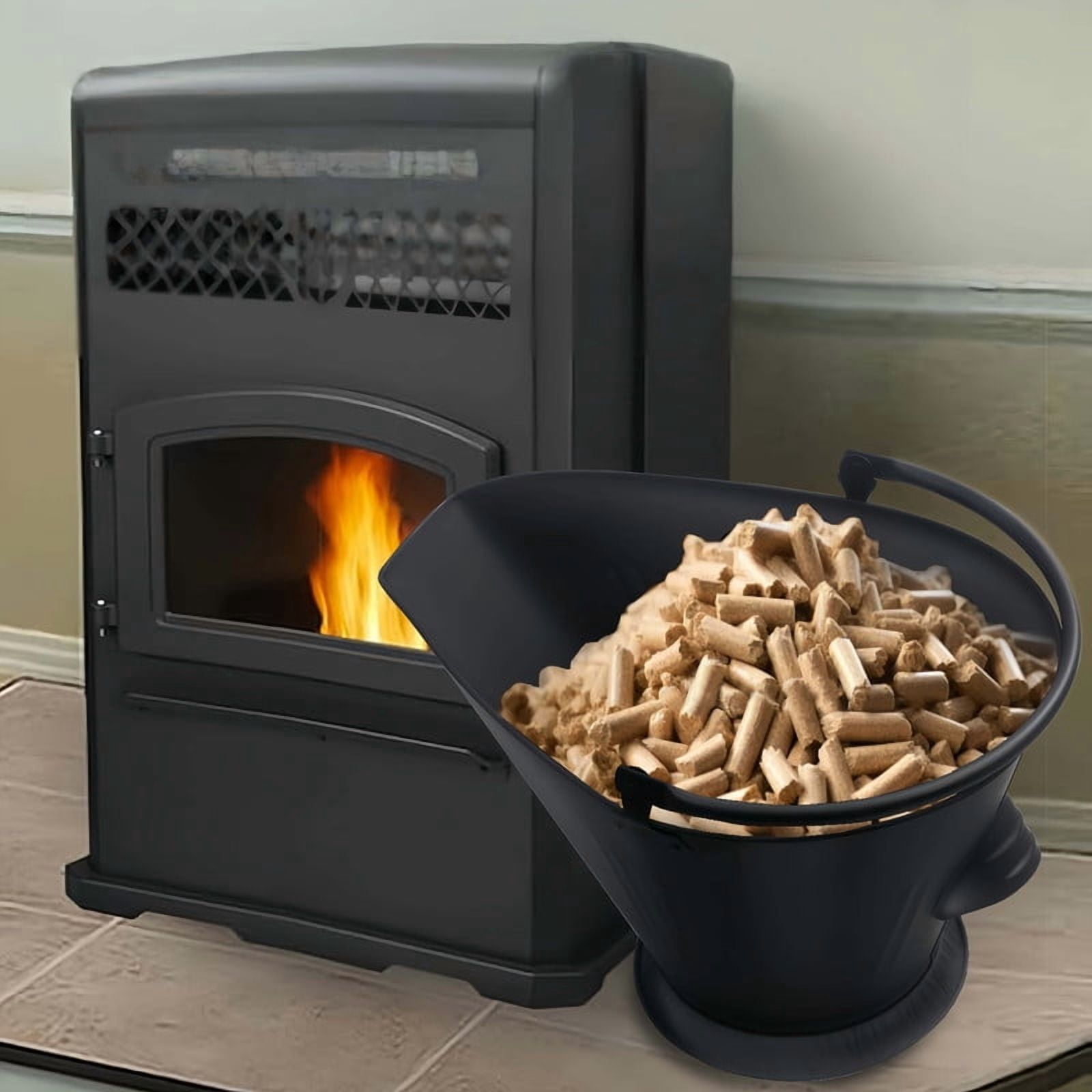 DUNCHATY Heat-Resistant Ash Bucket 3.2Gal - Heavy Duty Steel Pellet Bin ...