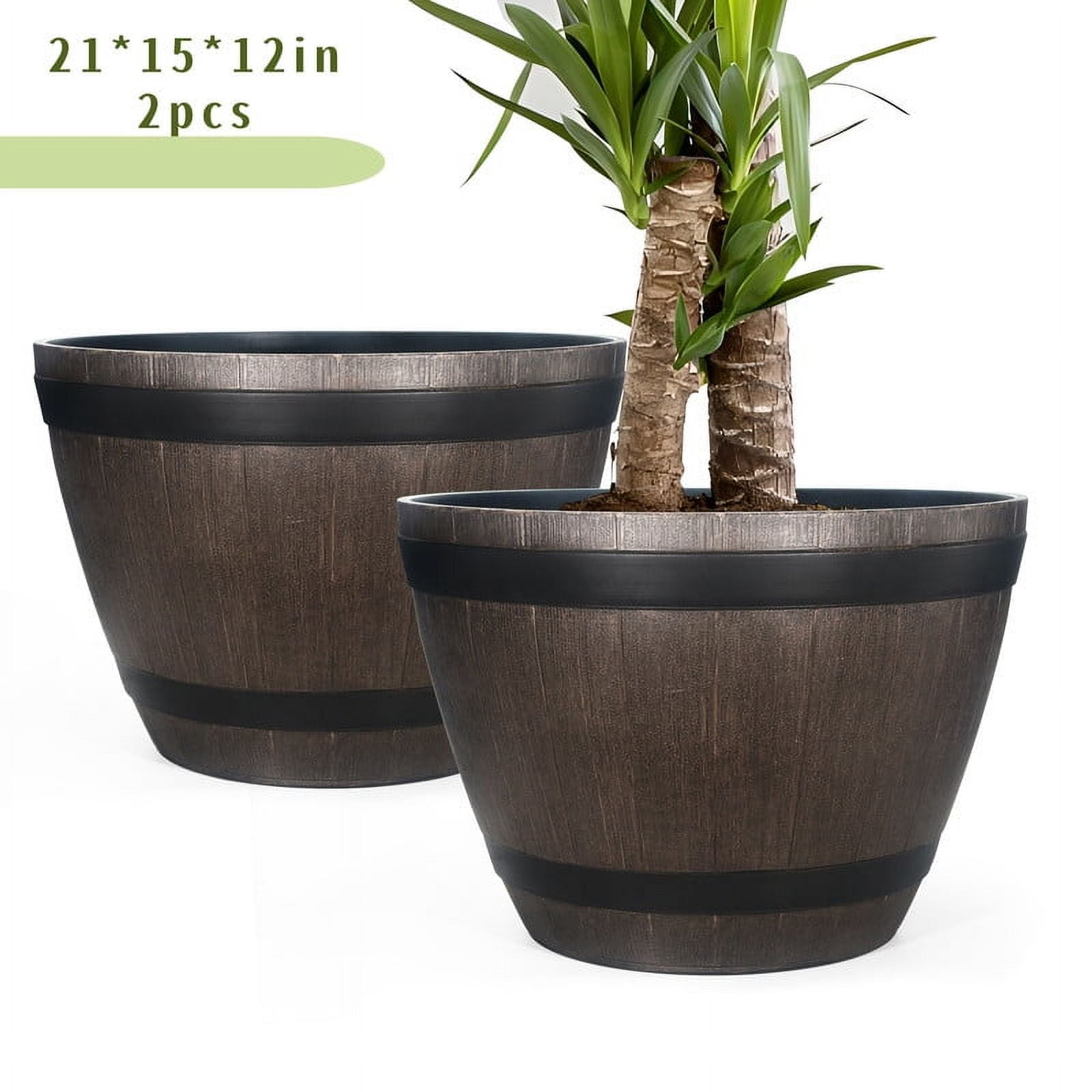 DUNCHATY Large Bucket Pot Barrel Planters 21" x 15" x 12" PVC Planters ...