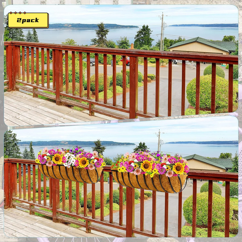 DUNCHATY Mother's Day Gift - 2 Pack 24 Inch Deck Rail Box Planter ...