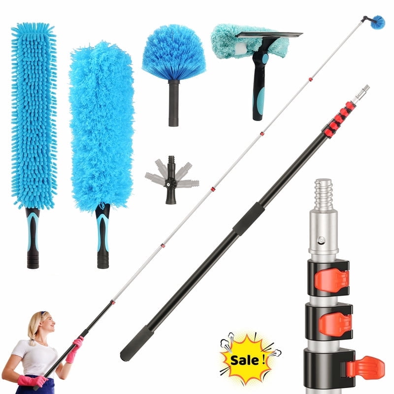DUNCHATY Pro 24FT Telescoping Pole Cleaning Kit, Heavy Duty Squeegee ...