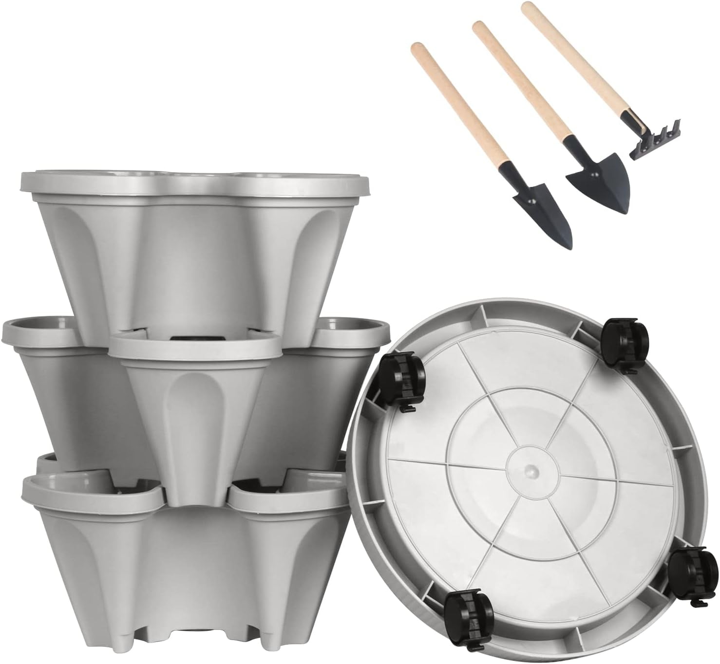 DUNCHATY Stackable Planter, Vertical Garden Planter with Wheels and ...