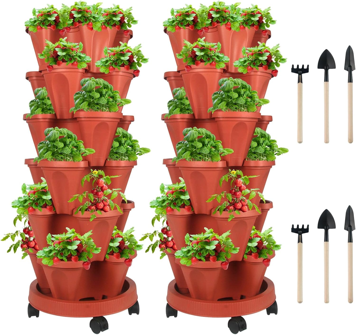 DUNCHATY Stackable Planters 6 Tier Vertical Garden Planting Tower ...