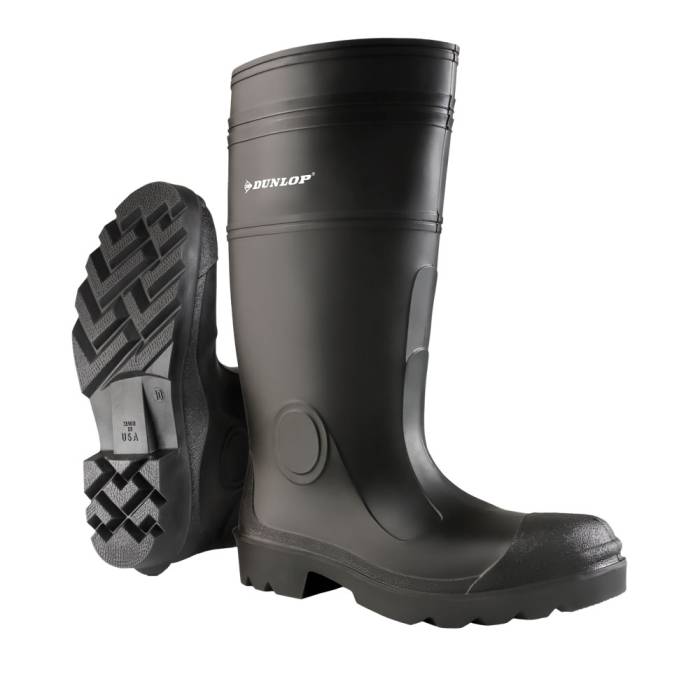DUNLOP 16" Steel Toe PVC Waterproof Pull On Work Boot Black - 87801 ...