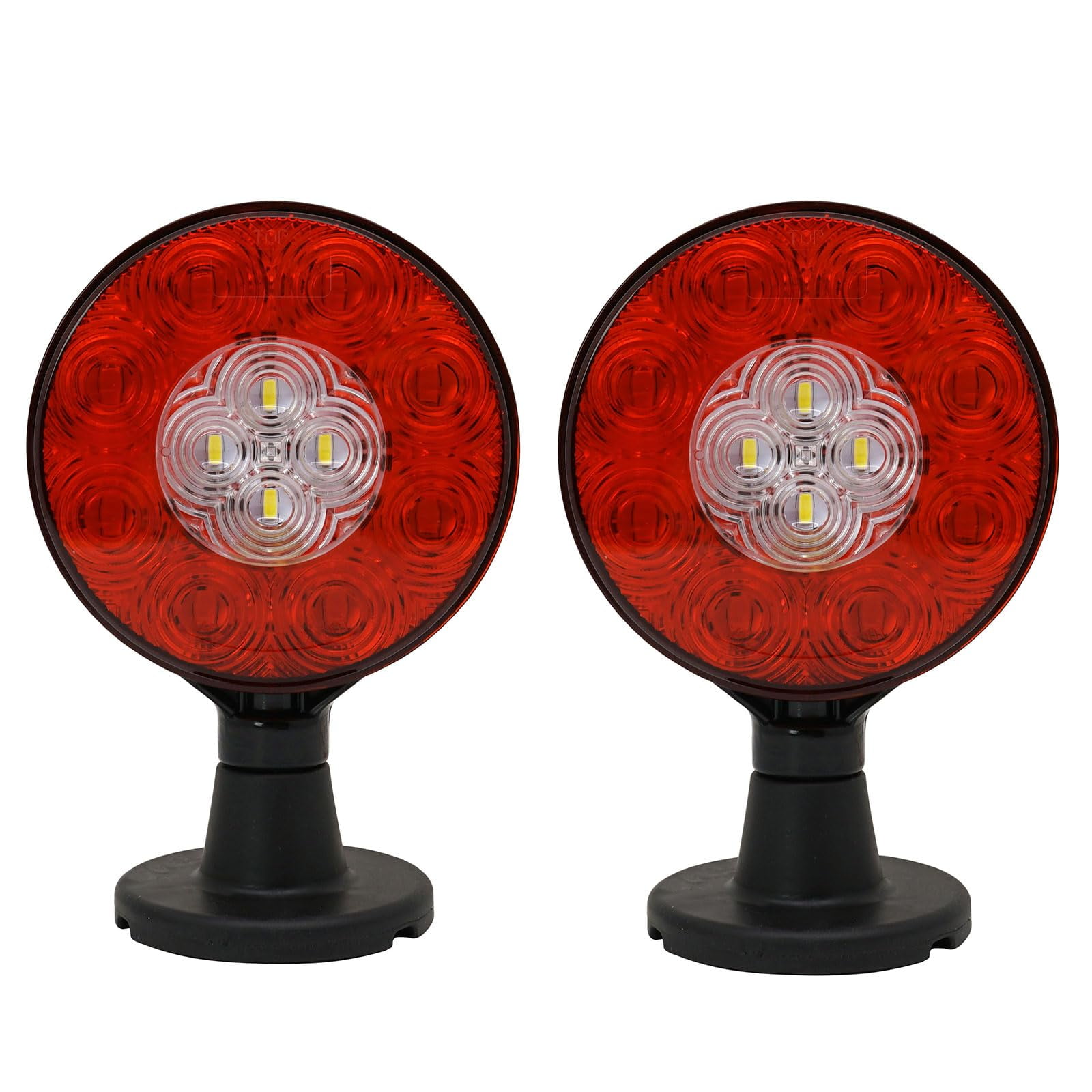 DUNTUO 4" Round Dual-Face OIF8 LED Trailer Light Tail Pedestal Fender ...