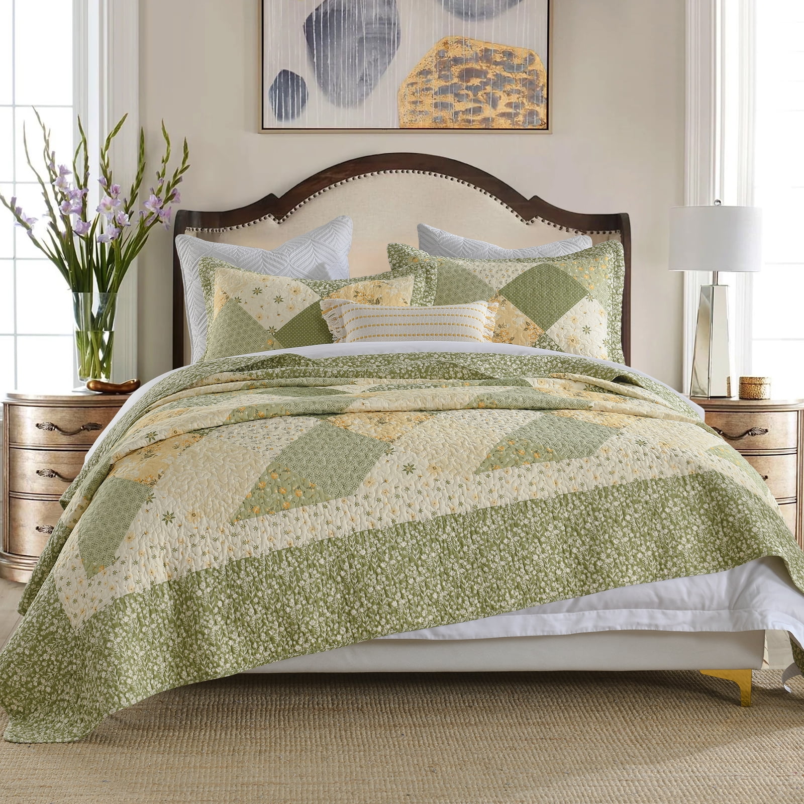 DUOHONG Floral Bedspreads King Size 120"W x 120"L - 100% Cotton ...