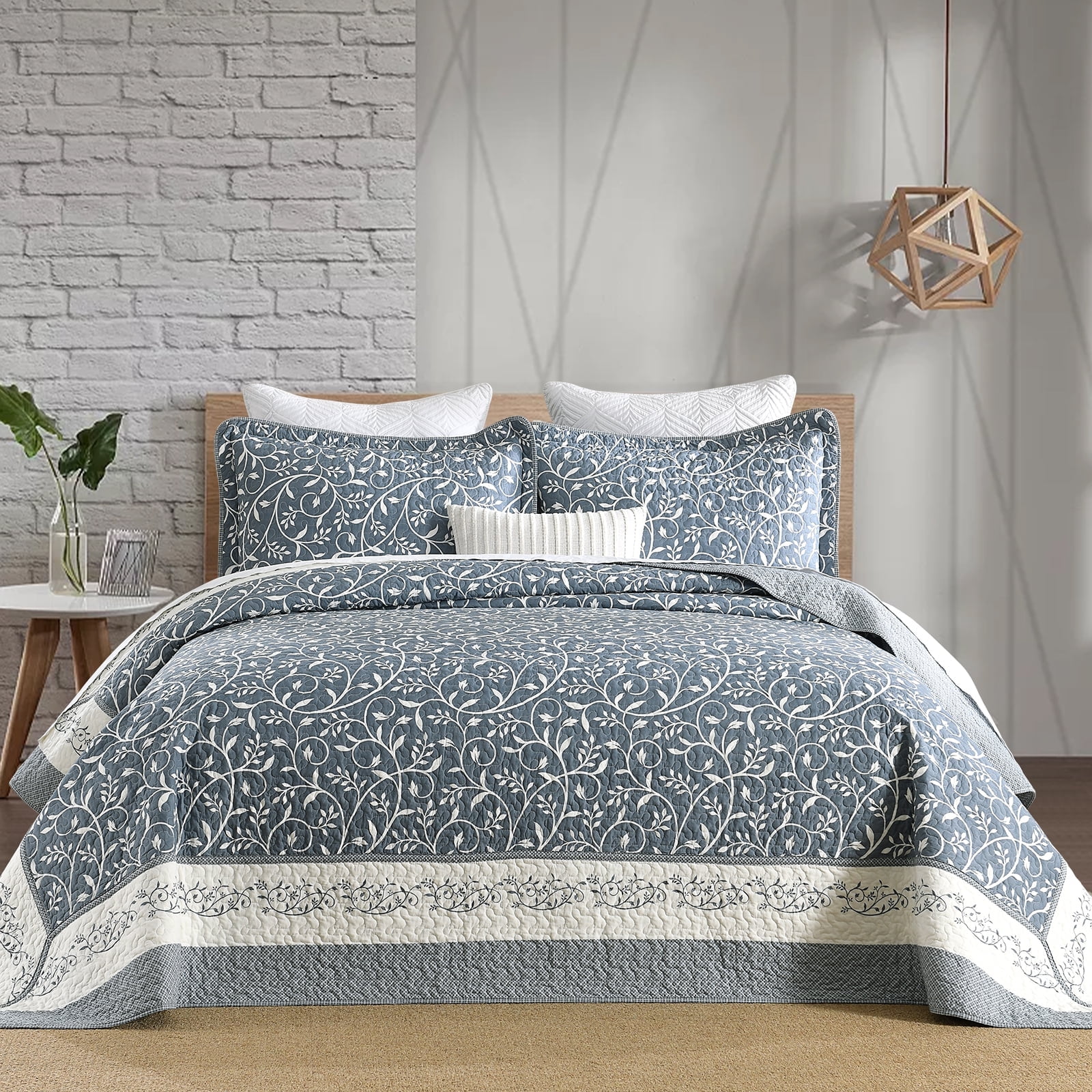 DUOHONG King Bedspread 100% Cotton Farmhouse Reversible Bedding Set ...