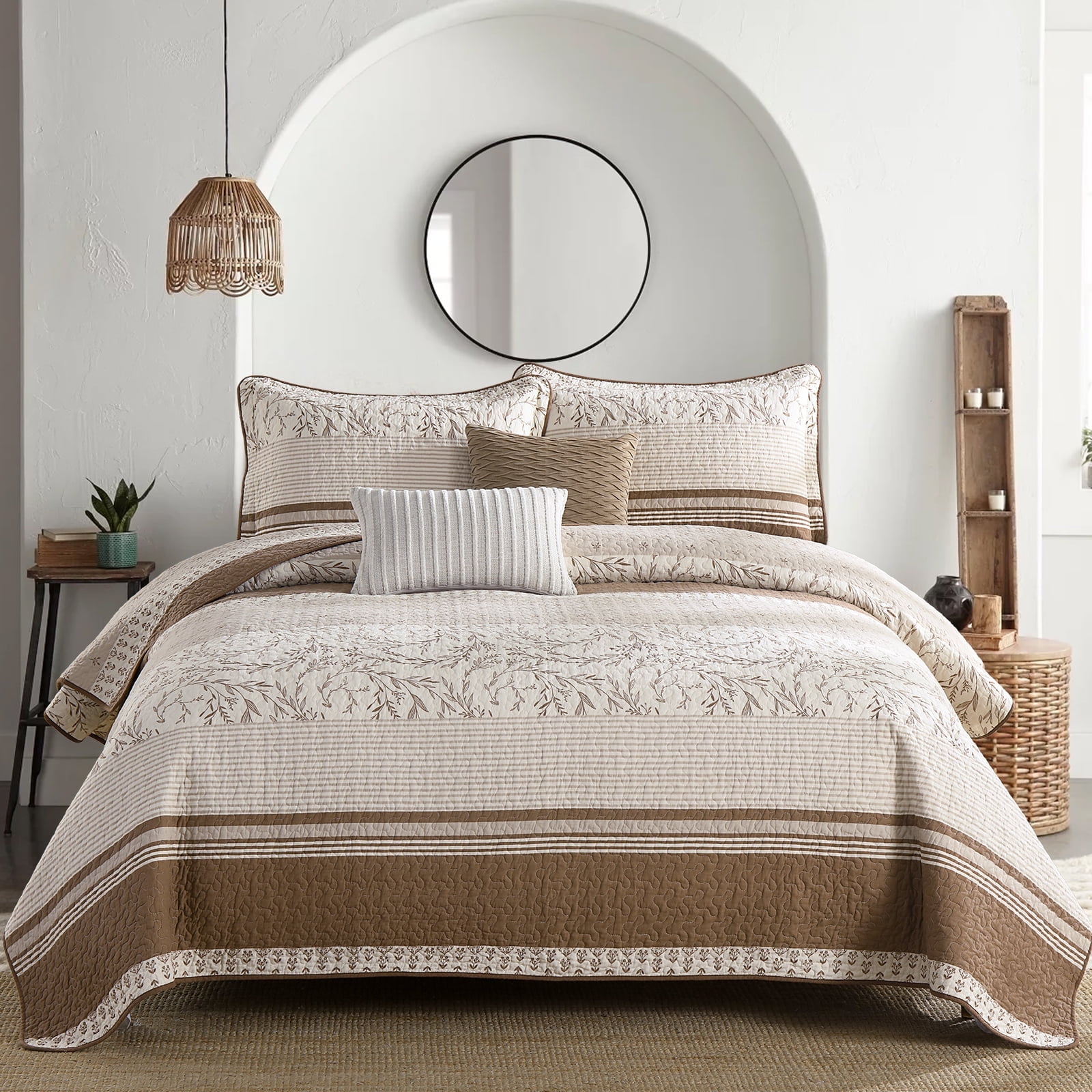 DUOHONG King Quilt Set 100% Cotton Farmhouse Lightweight Bedding Set ...