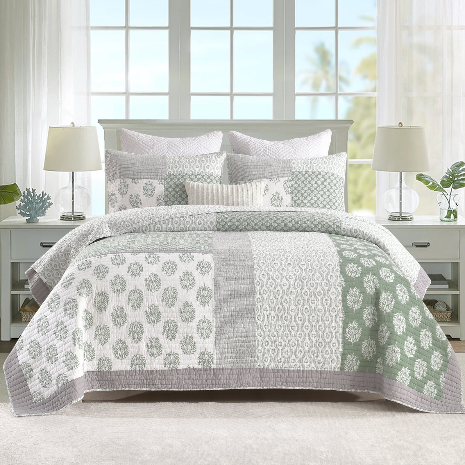 DUOHONG King Quilt Set 100% Cotton Farmhouse Lightweight Bedding Set ...