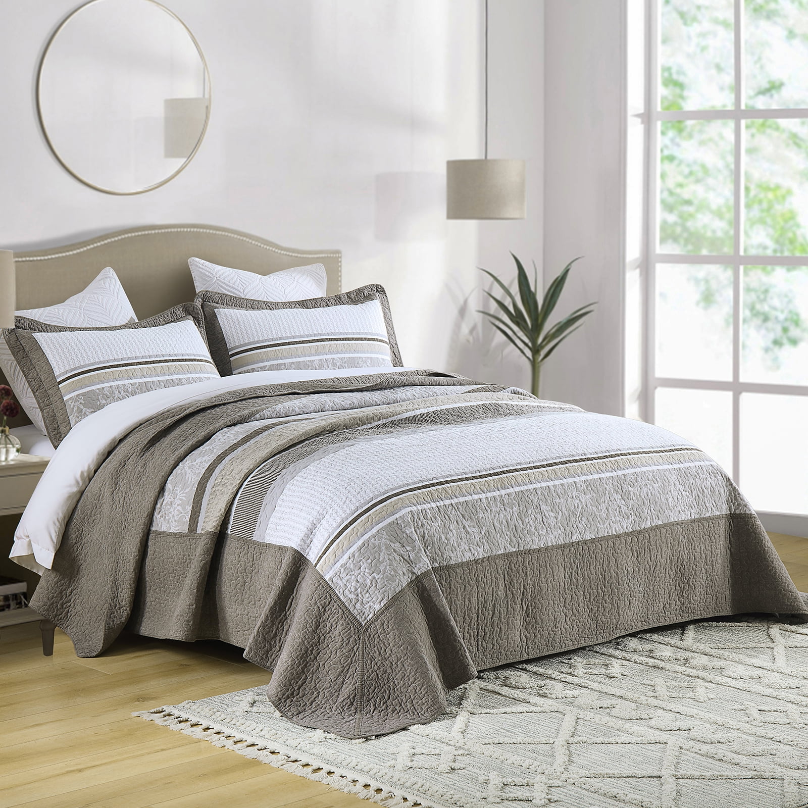 DUOHONG Oversized King Bedspread 100% Cotton Farmhouse Reversible ...