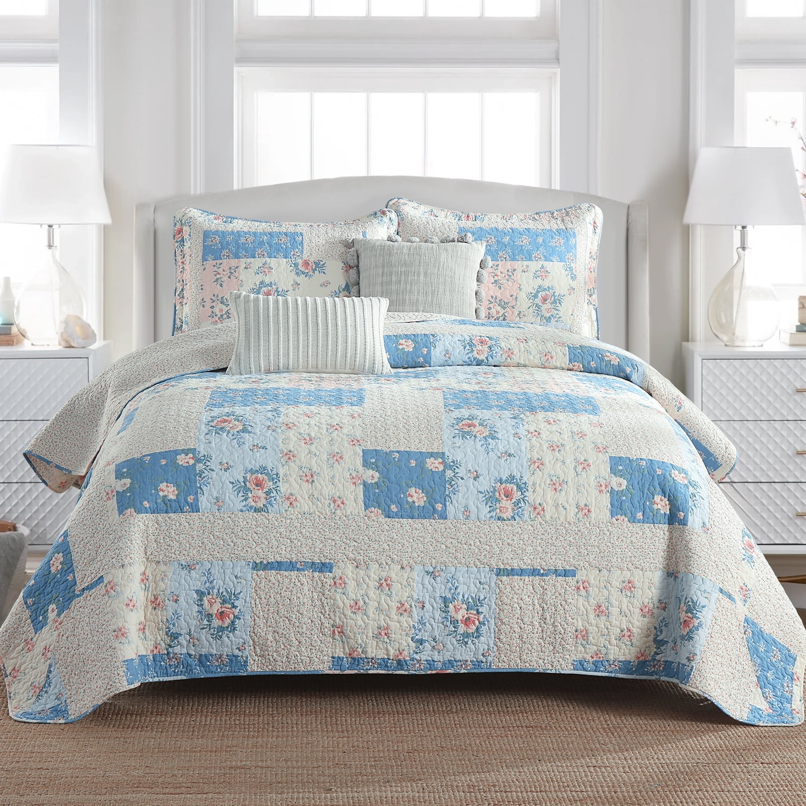 DUOHONG Queen Quilt 102"W x 120"L - 100% Cotton Reversible Quilted ...