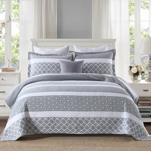 DUOHONG Queen Quilt Set 100% Cotton Farmhouse Lightweight Bedding Set ...