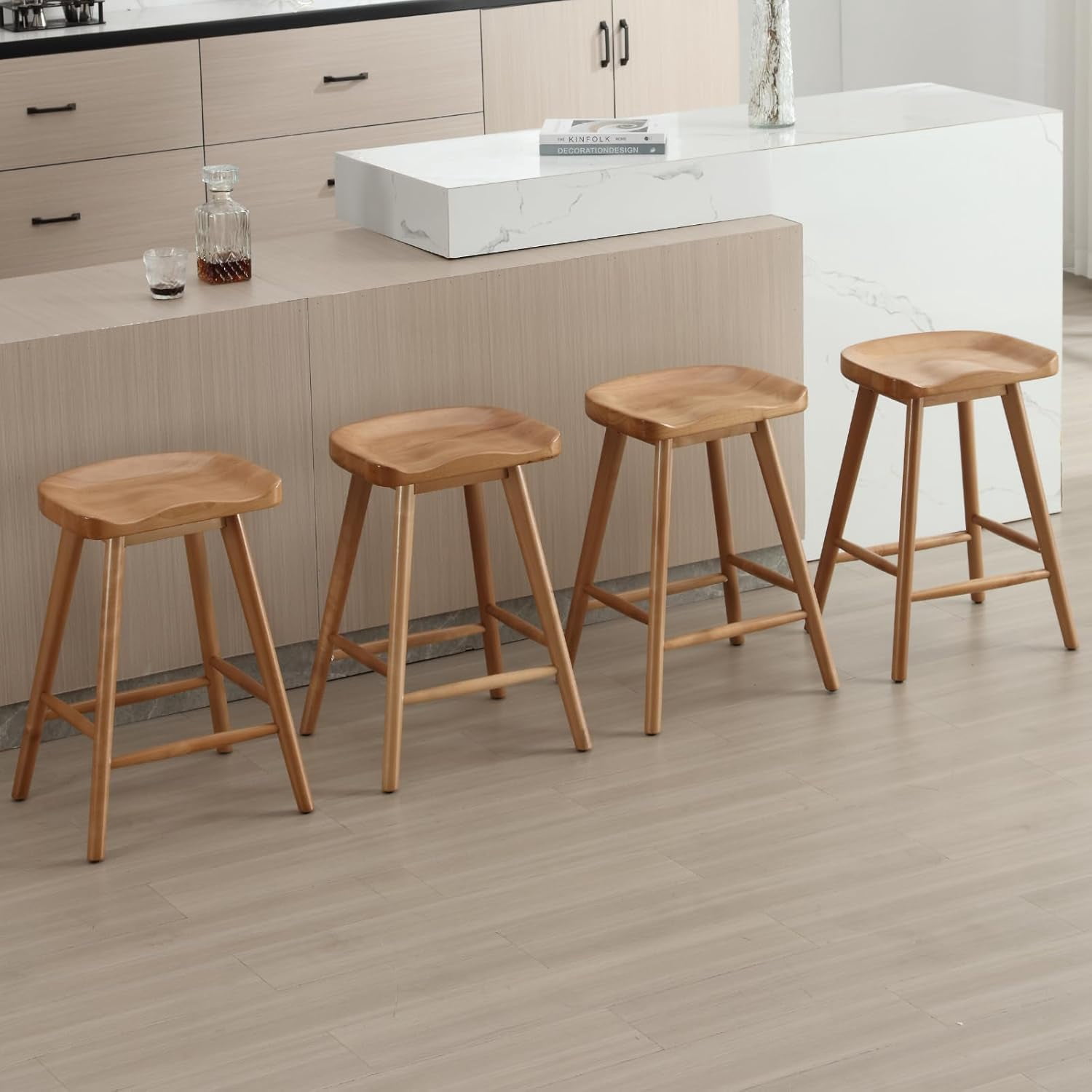 DUOMAY Backless Counter Stools Set of 4, Modern 24.25" Seat Height Low ...
