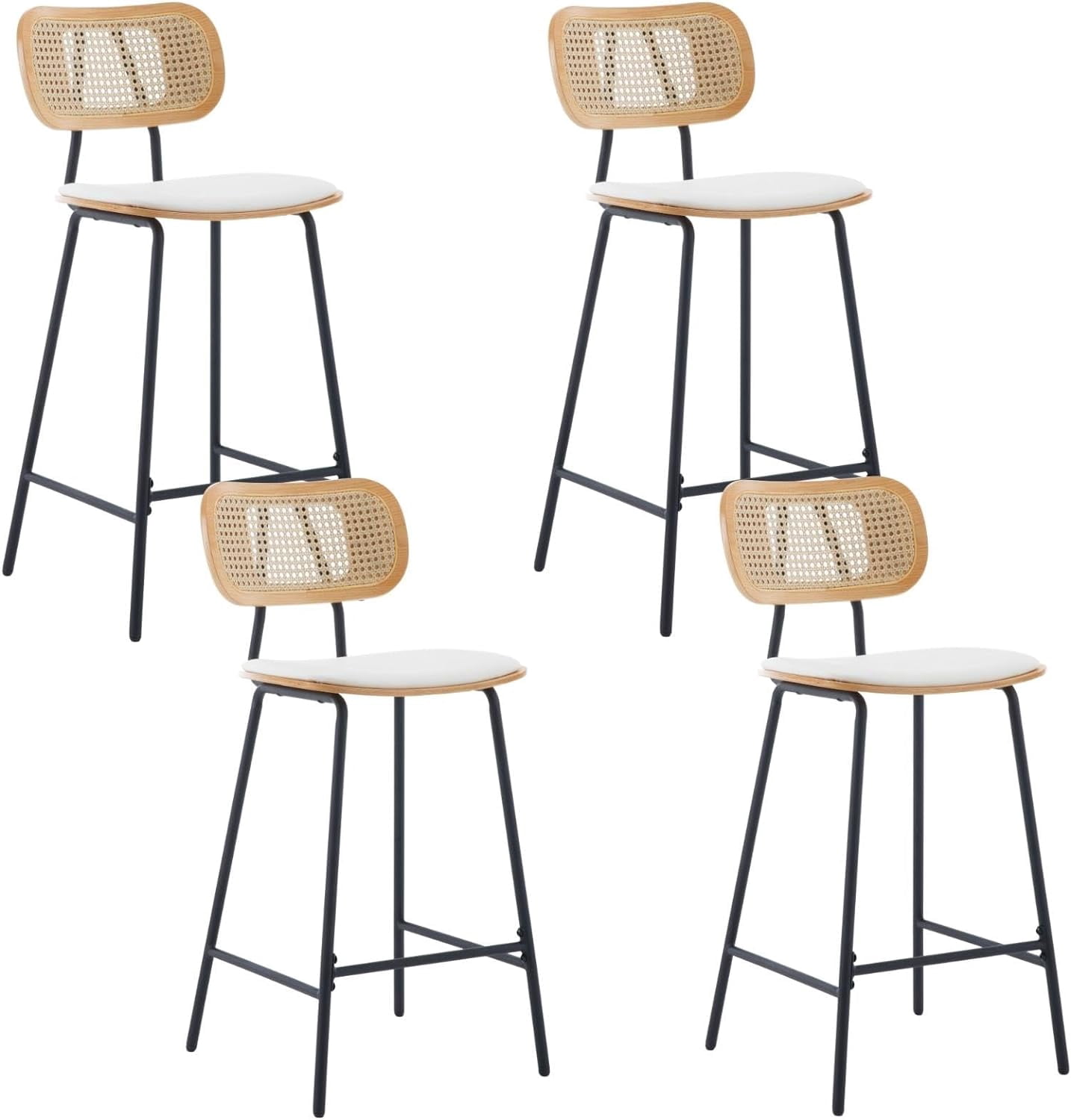 DUOMAY Modern Bar Stools Set of 2, 26" Counter Height Barstools with ...