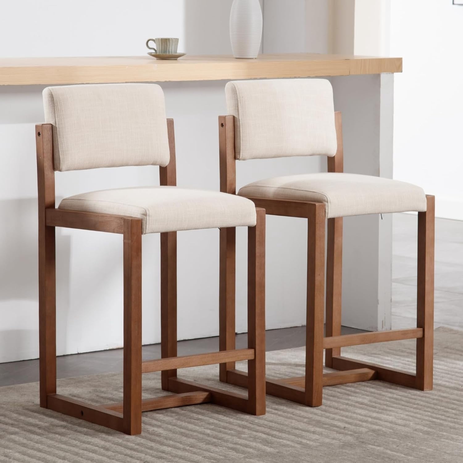 DUOMAY Modern Bar Stools Set of 2, 26" Counter Height Barstools, Sherpa ...