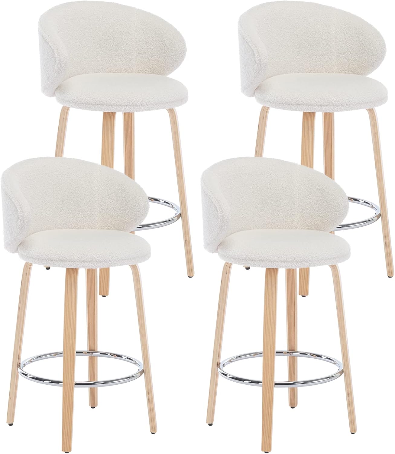 DUOMAY Modern Bar Stools Set of 4, 26" Counter Height Stools with ...