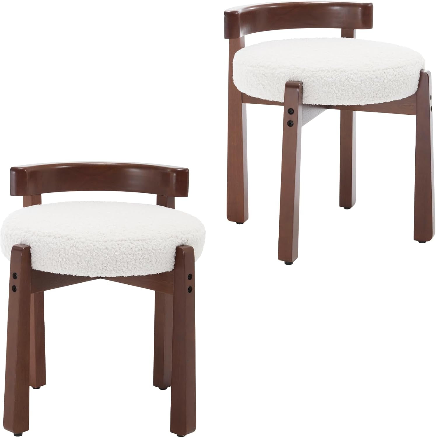 DUOMAY Modern Boucle Vanity Stools Set of 2, Upholstered Low Back ...