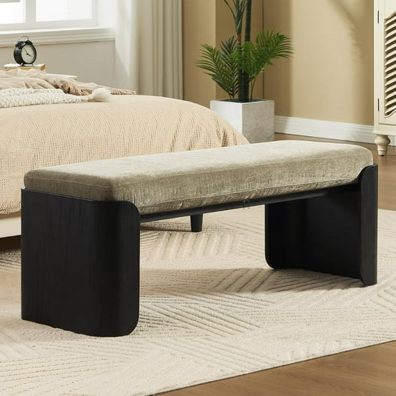 DUOMAY Modern Chenille Bedroom Bench, 49" Wide Long Entryway Bench with ...