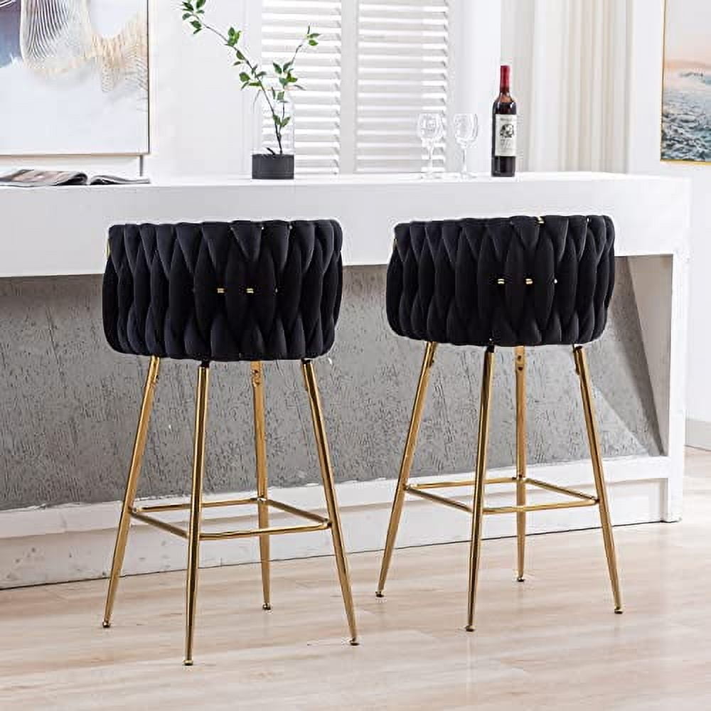 DUOMAY Modern Swivel Bar Stools Set of 2, 26" Counter Height Barstools, Velvet Kitchen Island ...