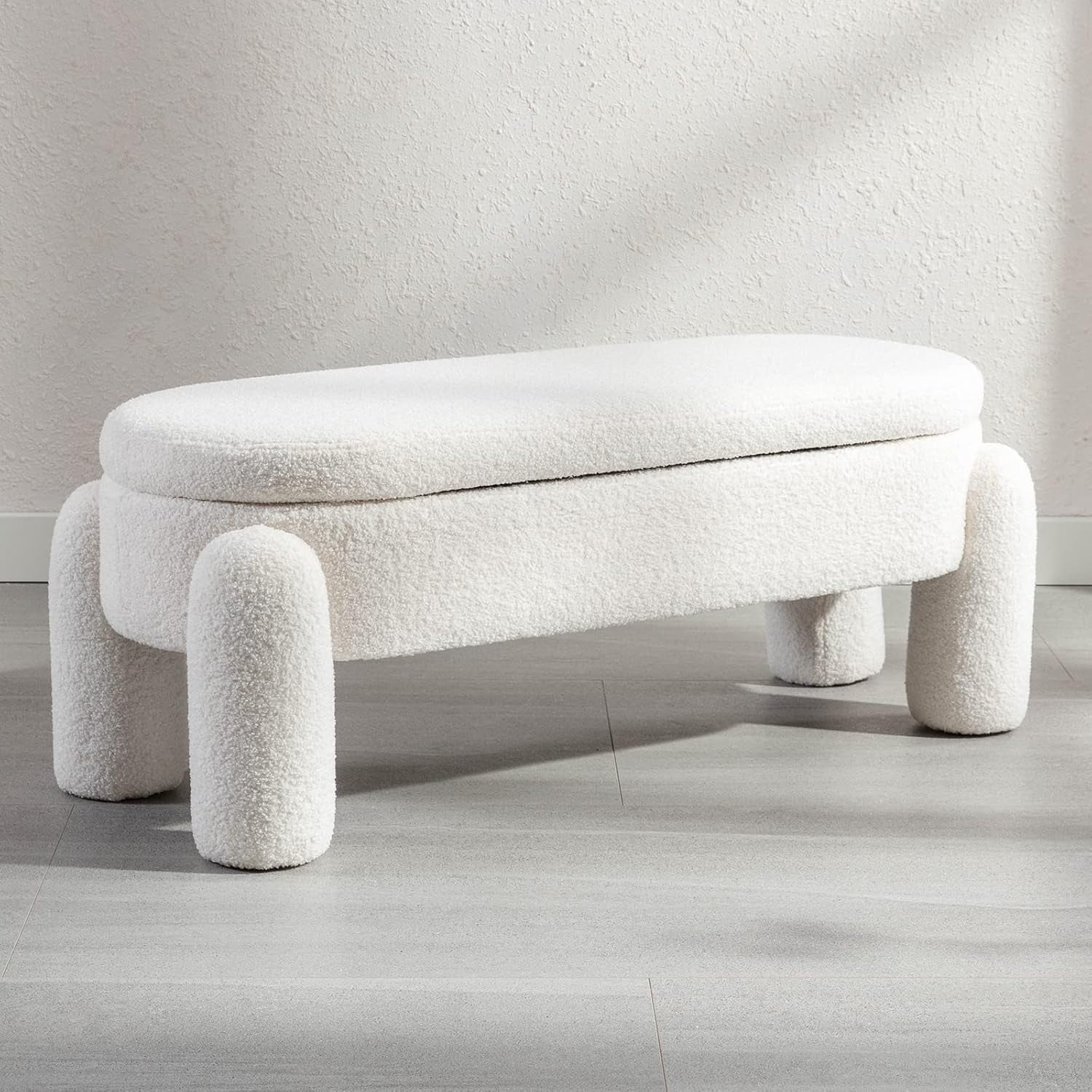 DUOMAY Sherpa Storage Ottoman , Upholstered Fabric Storage End of Bed ...