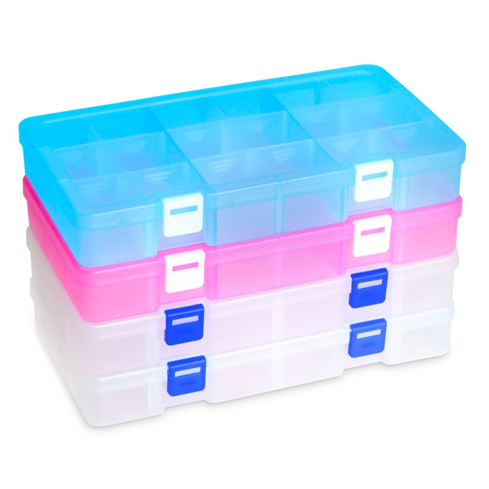 DUONER Plastic Bead Storage Organizer Box Divided Grids 18 Compartments ...