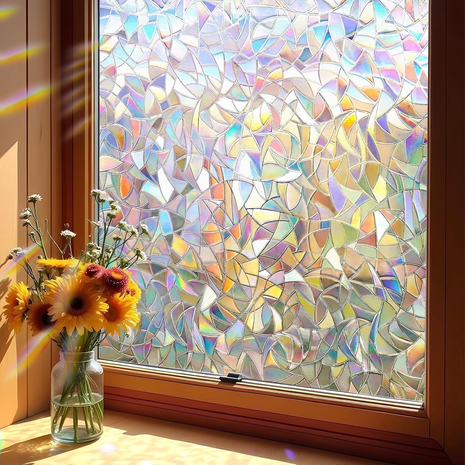 DUONER Rainbow Window Clings for Glass, Stained Glass Window Film ...