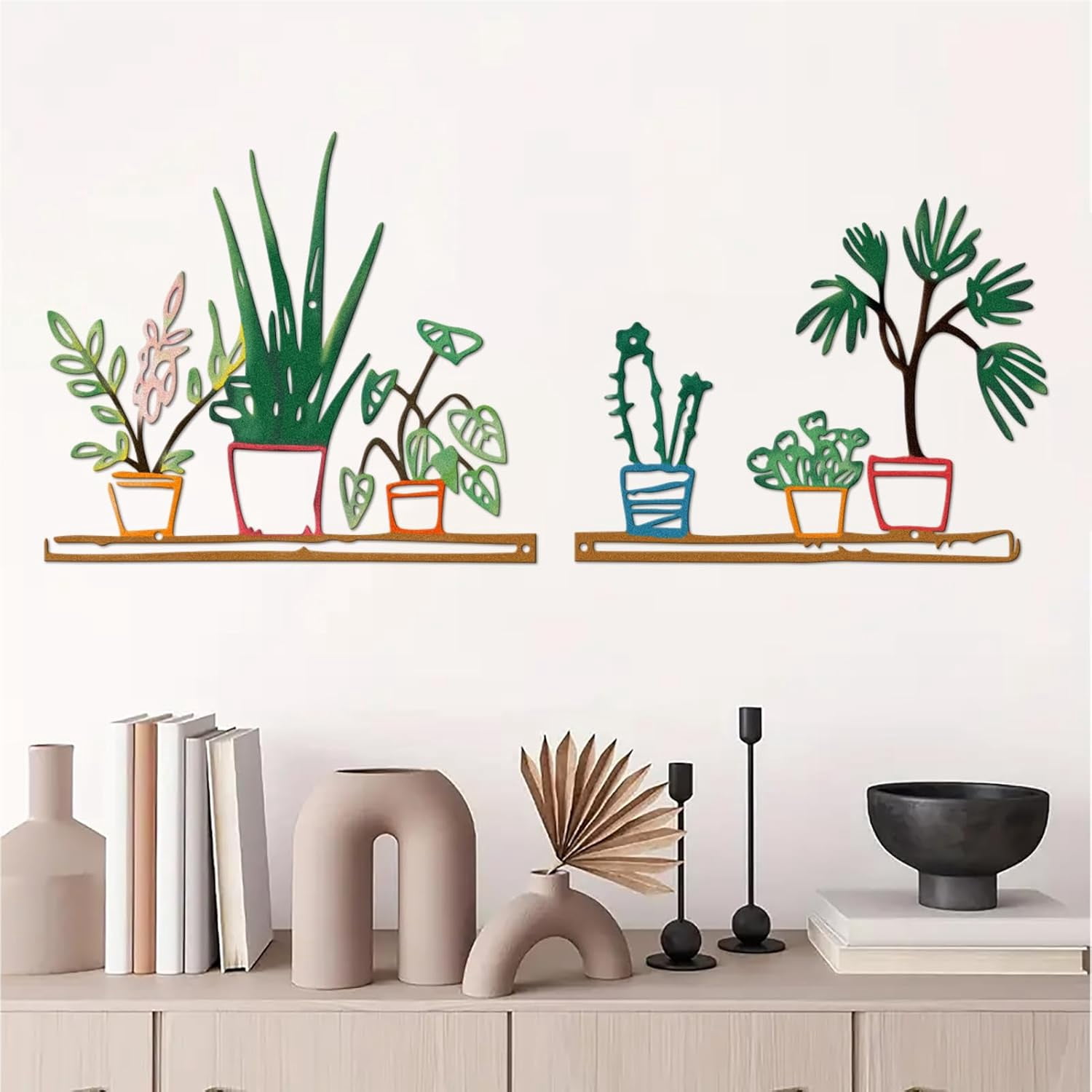 DUOOLN Metal Flowers Wall Art Decor, Minimalism Flower in Vase Hanging ...