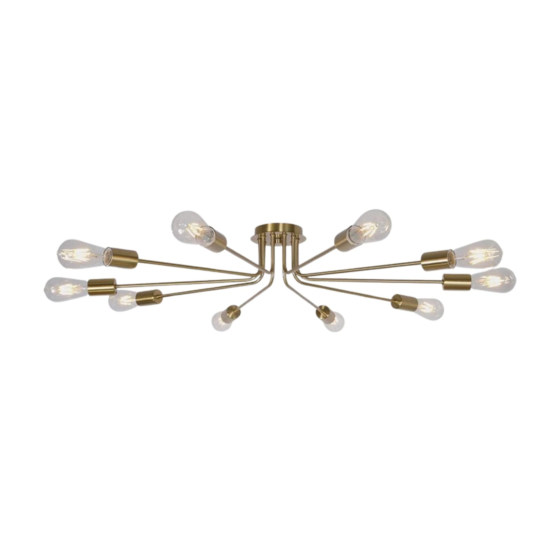 DUOSONG 10 Light Sputnik Chandelier Brushed Gold Ceiling Light Semi ...