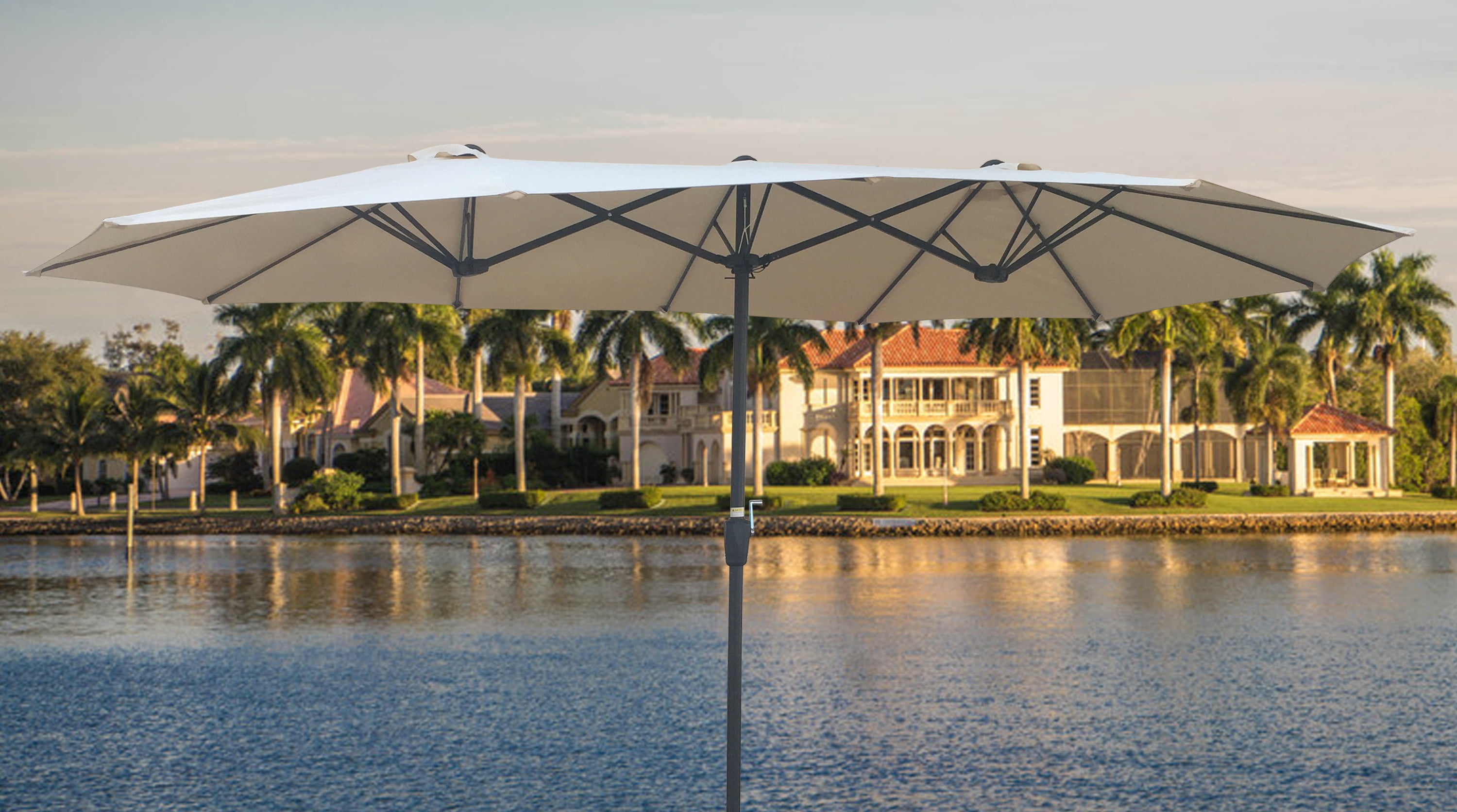 DUOSONG 15X9Ft Double-Sided Patio Umbrella Outdoor Market Table Garden ...